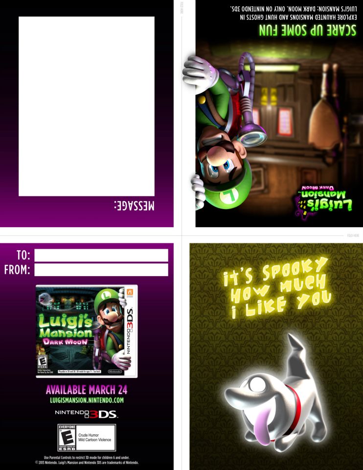 Nintendo Releases Official Luigi’s Mansion Dark Moon Valentine’s Cards ...